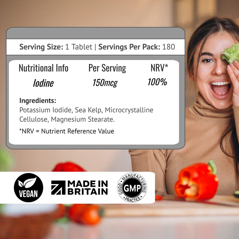 Iodine Supplement 150mcg Tablets - 180 Vegan Tablets - 6 Month Supply ... Iodine Supplement 150mcg Tablets - 180 Vegan Tablets - 6 Month Supply ...