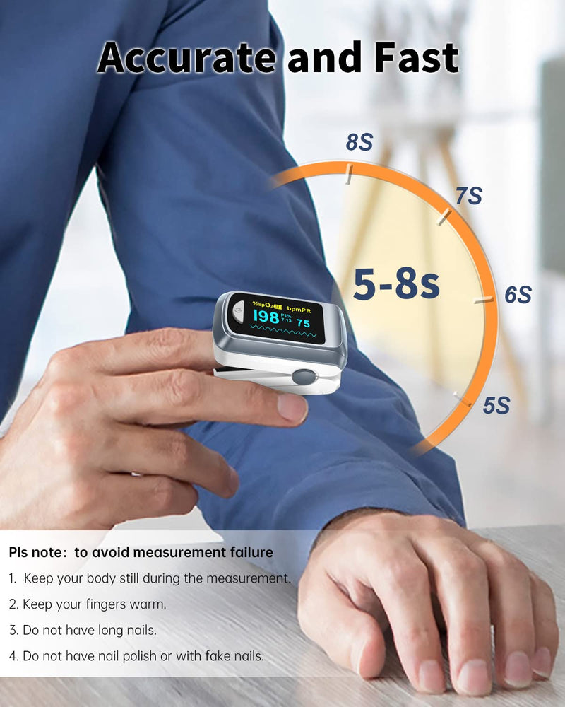 Fingertip Pulse Oximeter Blood Oxygen Saturation Monitor, Heart Rate ...