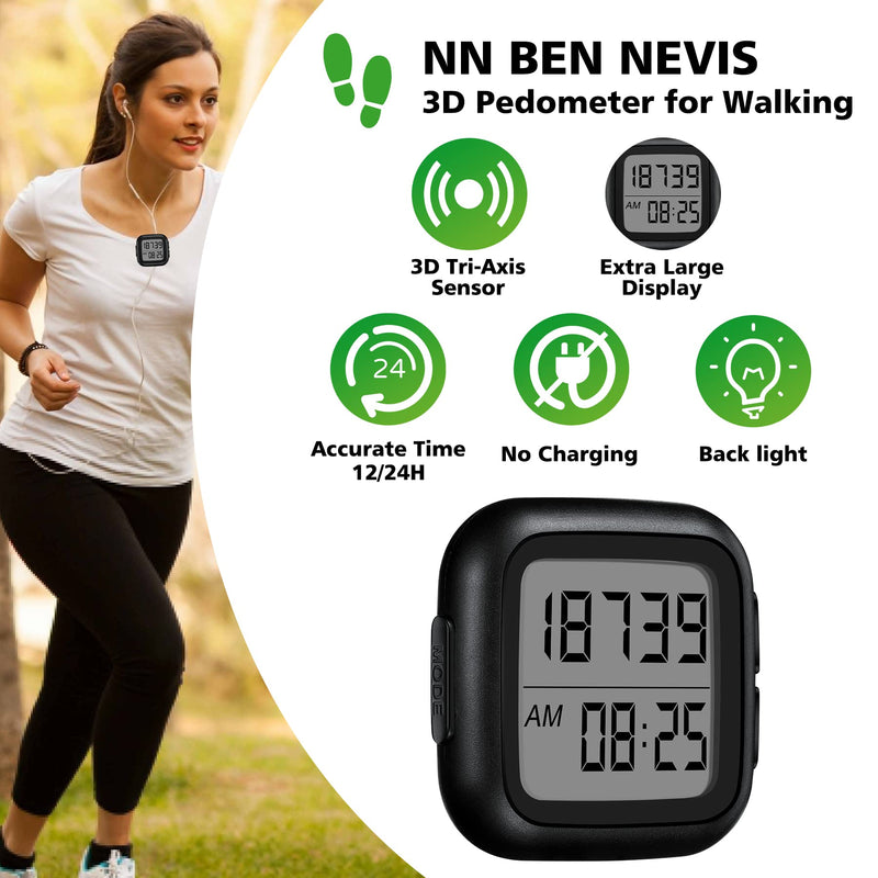 3D Pedometer for Walking with Clip, Simple Step Counter with Large ...